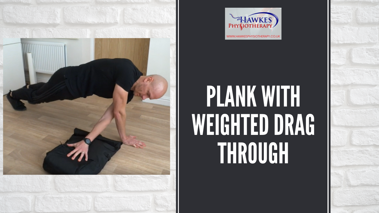 Plank with weighted drag through - Hawkes Physiotherapy