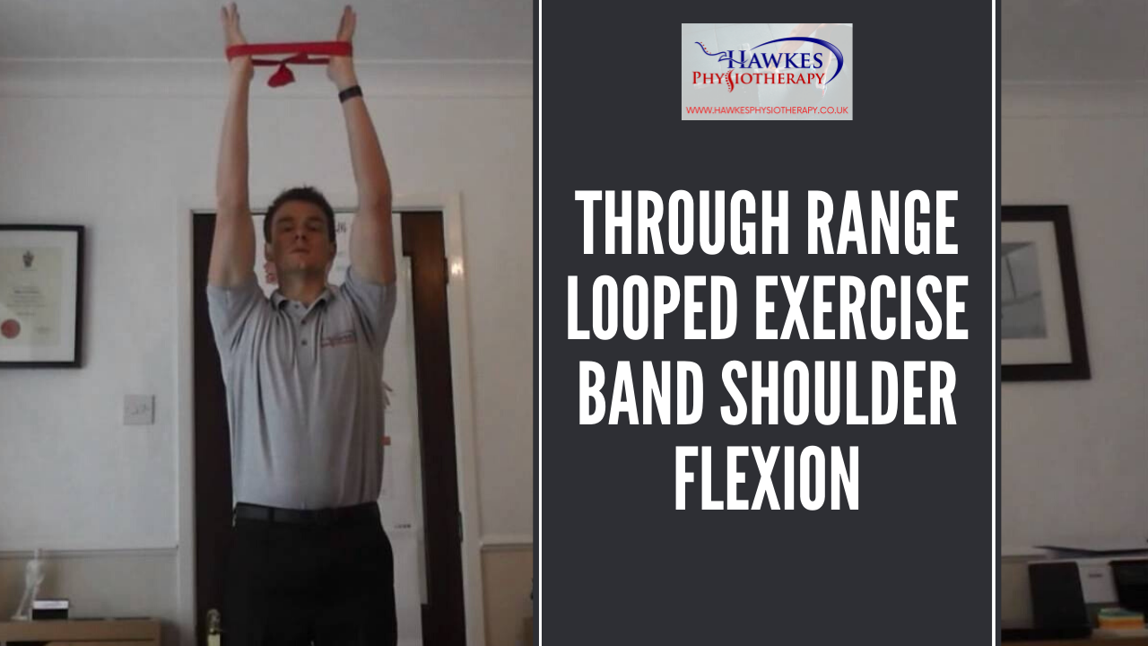 Through range looped exercise band shoulder flexion