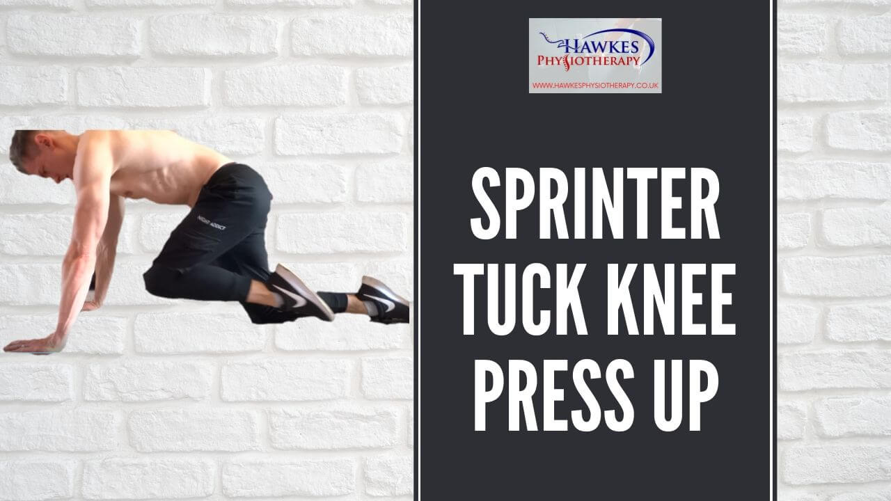 Sprinter tuck knee press up. (Easy version of the Sprinter Tuck press up)